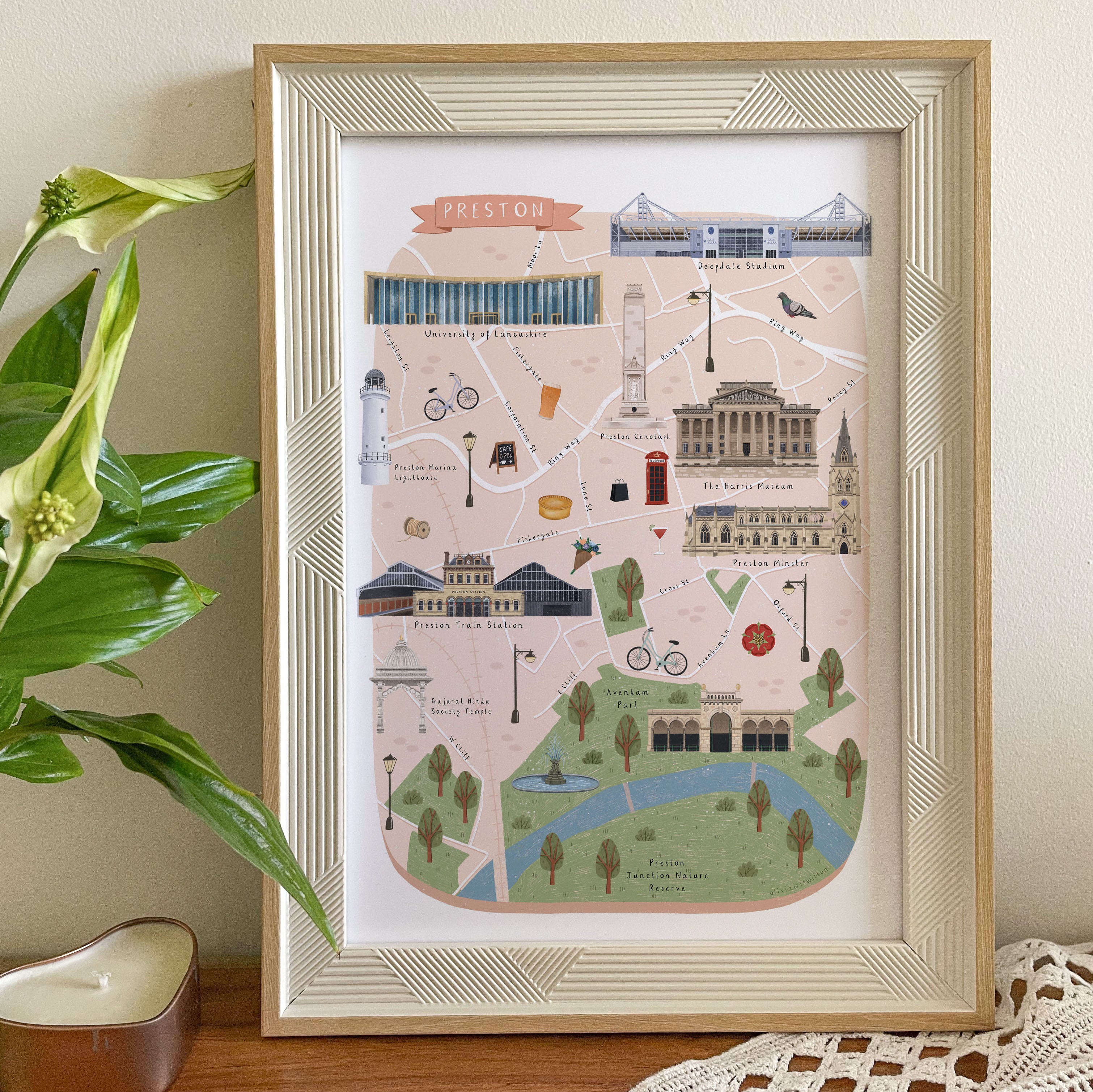 Preston Map Print | Illustrated Map of Preston | Preston City Art ...